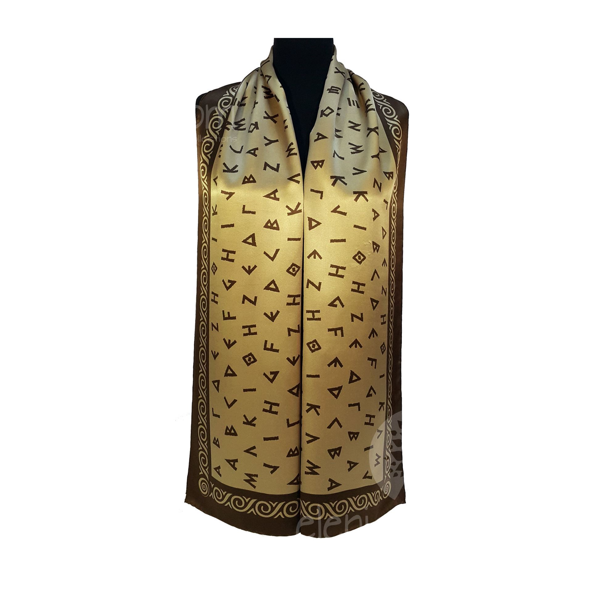 100% pure silk HELLENIC ALPHABETA Ancient Greek Scarves Collection ...